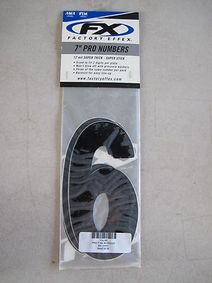 Factory Effex 7" Black Decal Pro Number #6 (134346) | eBay