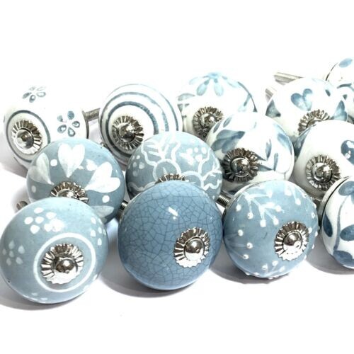 Set 20 PC Assorted Ceramic handmade indian Boho Door knobs Cabinet Cupboard | eBay Australia