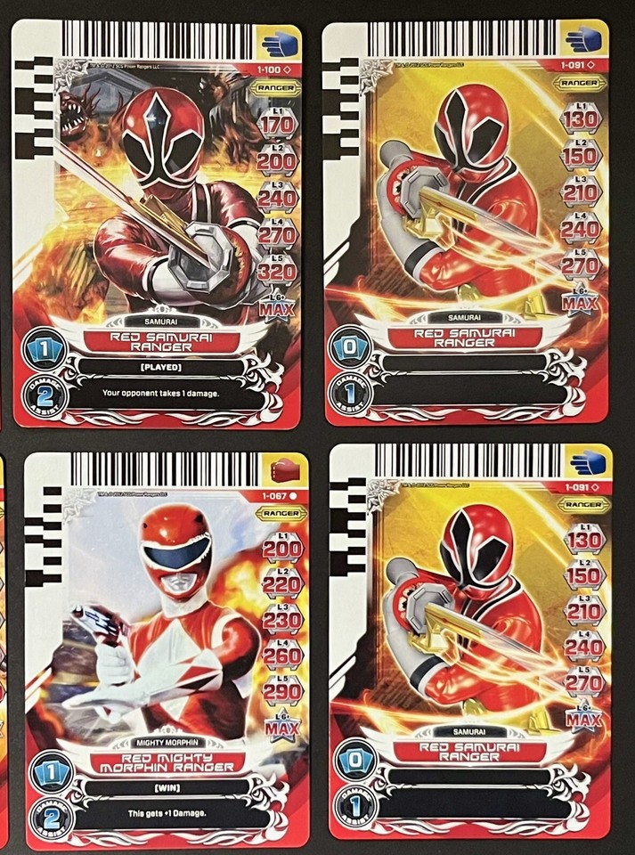 Lot Of 8 2013 Saban’s Power Rangers Action Card Game Red Ranger Cards ...