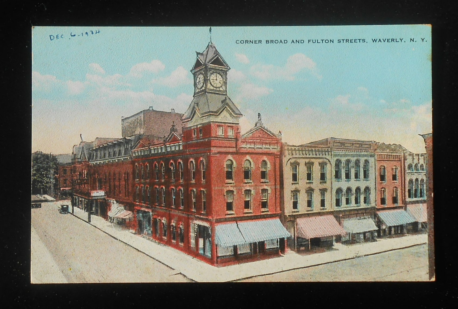 1910s Corner Broad and Fulton Streets Stores Waverly NY Tioga or ...