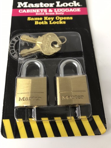 MASTER LOCK Solid Brass Cabinets and Luggage Locks and Keys 2pk ~ 120T ...