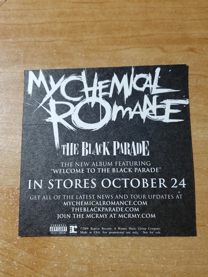 My Chemical Romance The Black Parade rare promo Bumper Sticker Band ...