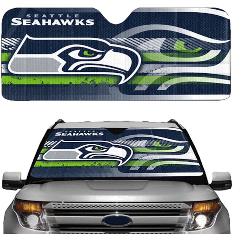 New Football Seattle Seahawks Front Window Folding Sun Shade 58" x 27 ...