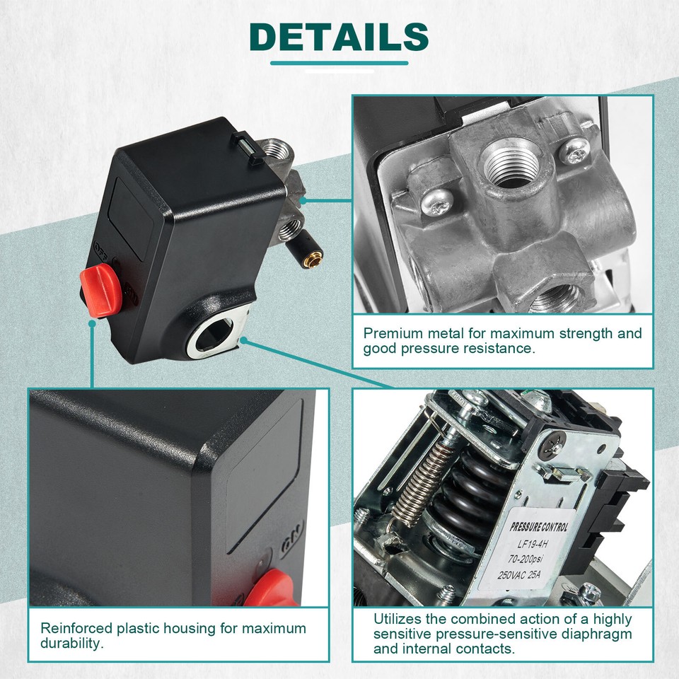 Pressure Switch For Condor MDR 11/11 EA 26 AMPS 120/240 Volts 120-155 ...