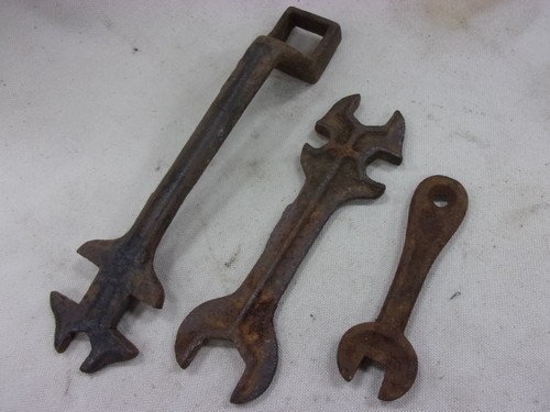 Lot of 3 Old Farm Implement Plow Wrenches Multi Tool Antique Vtg Square ...
