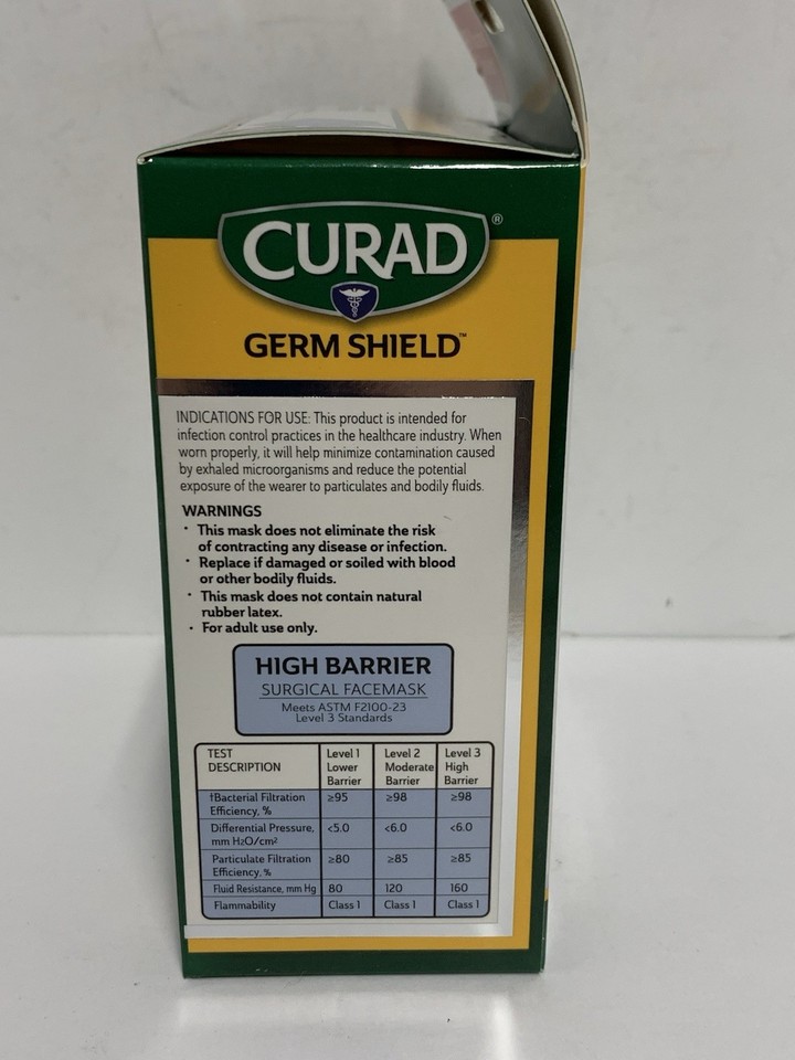 CURAD CUR812S Germ Shield Face Masks (Box of 5) NOT INDIVIDUALLY ...