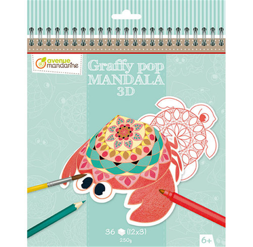 Livre À Colorier Graffy Pop 3D 20X25,5 Mandala Animaux Marins | Avenue ...