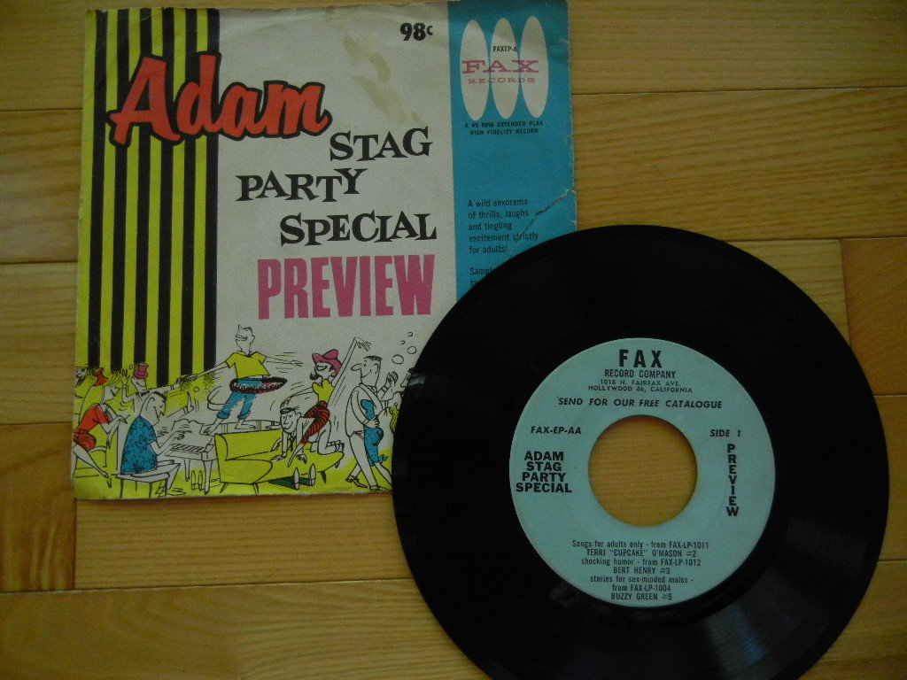 Adam Stag Party Special Preview 45 RPM vinyl 1960 Adult Comedy party ...
