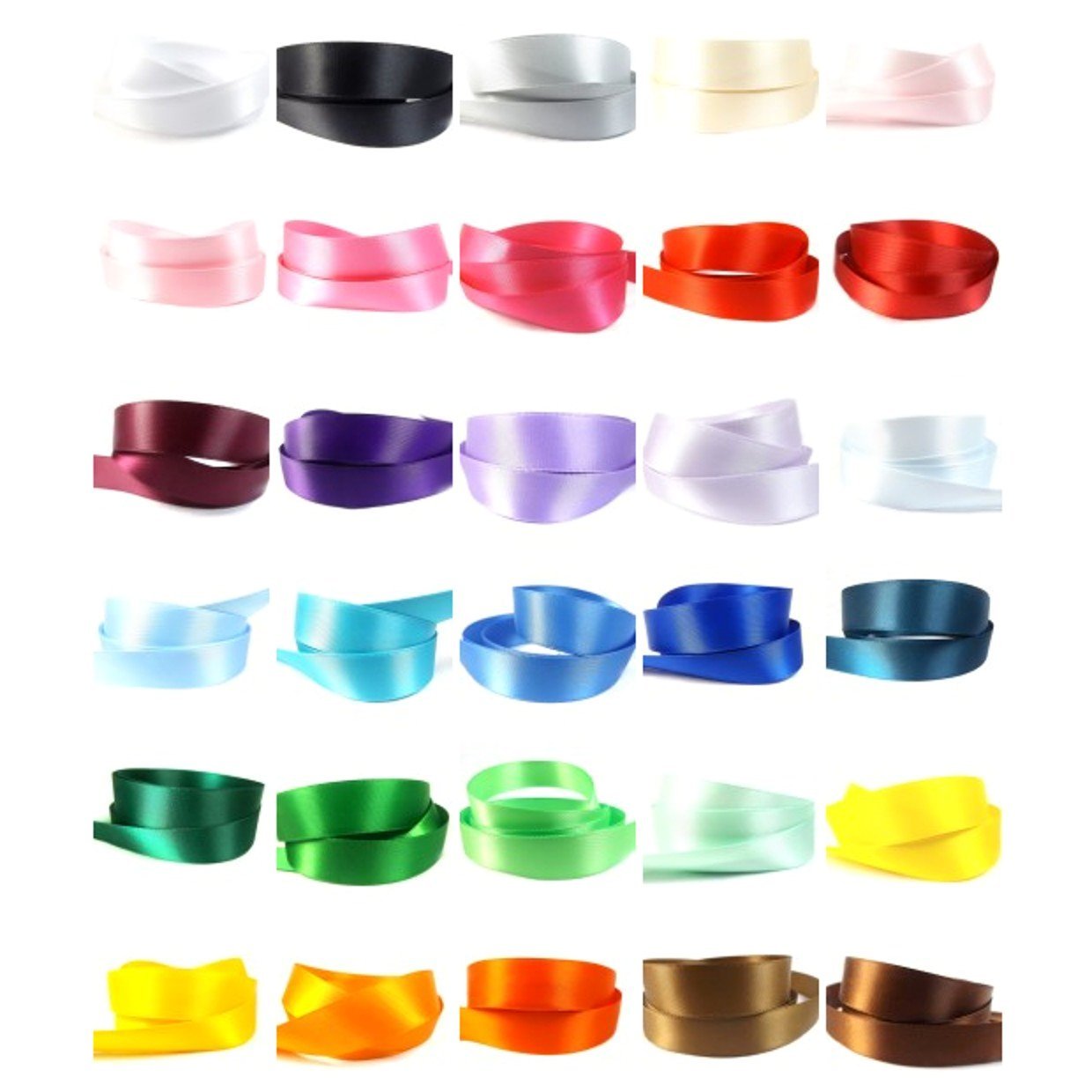 Plain Satin Ribbon Mixed Multipack Polyester - 30 Colours - Widths 3mm ...