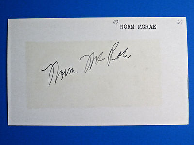 NORM MCRAE SIGNED 3x5 INDEX CARD ~ 1969-70 TIGERS - D. 2003 ~ RARE ...