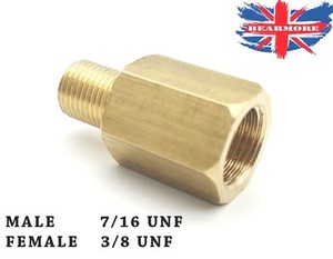 Brass Union 7/16" UNF MALE to 3/8" UNF Female Thread ( UK SELLER ) Hex 19mm | eBay