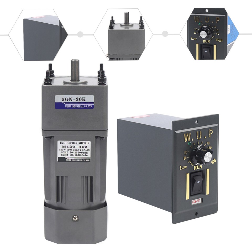 110V 120W AC gear motor electric+variable speed reduction controller 1: ...