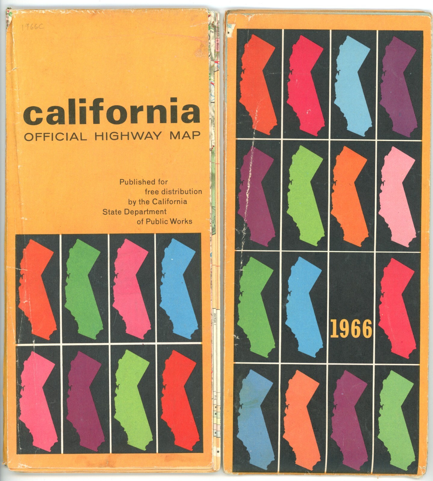 Vintage 1966-C California Official Road Map – State Highway Department ...