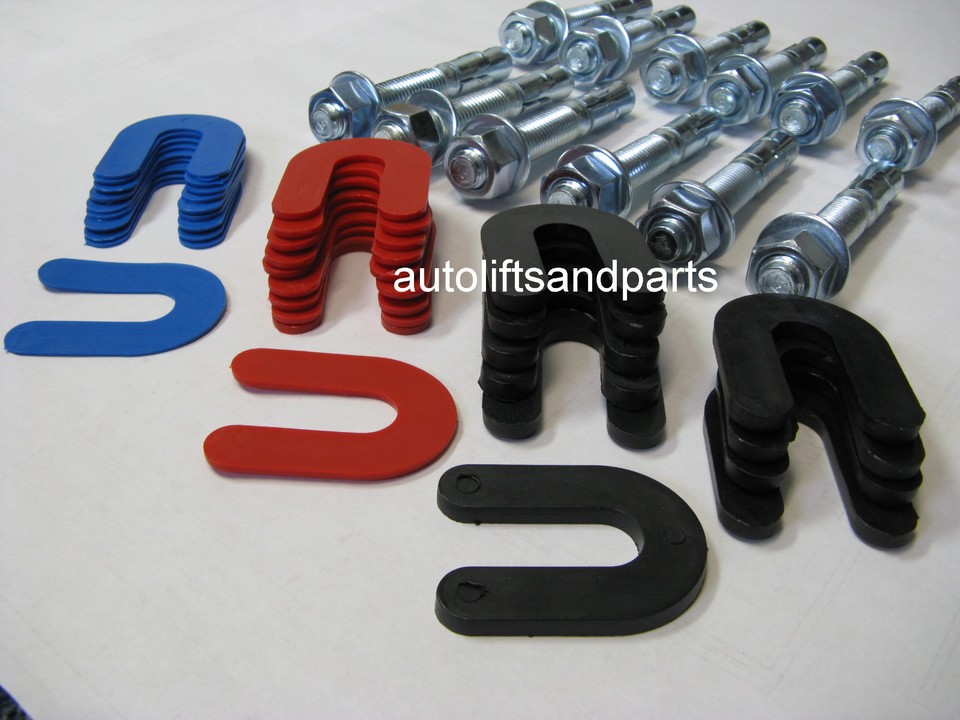 2 Post or 4 Post Auto Lift Wedge Anchors + Leveling Shims Combo Kit 12 ...
