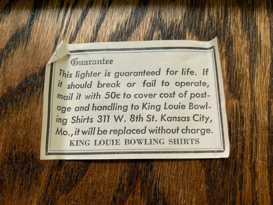 Vintage King Louie Kay-Cee Howard Japan Lighter Bowling + box + paper ...