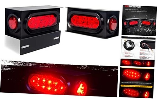 2Pcs Steel Trailer Light Boxes Housing Kit with 6 Inch Oval Red LED ...