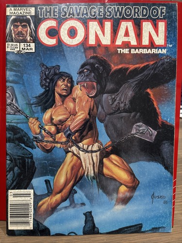 SAVAGE SWORD OF CONAN #134 (1987) AWESOME JUSKO GORILLA COVER! NICE ...