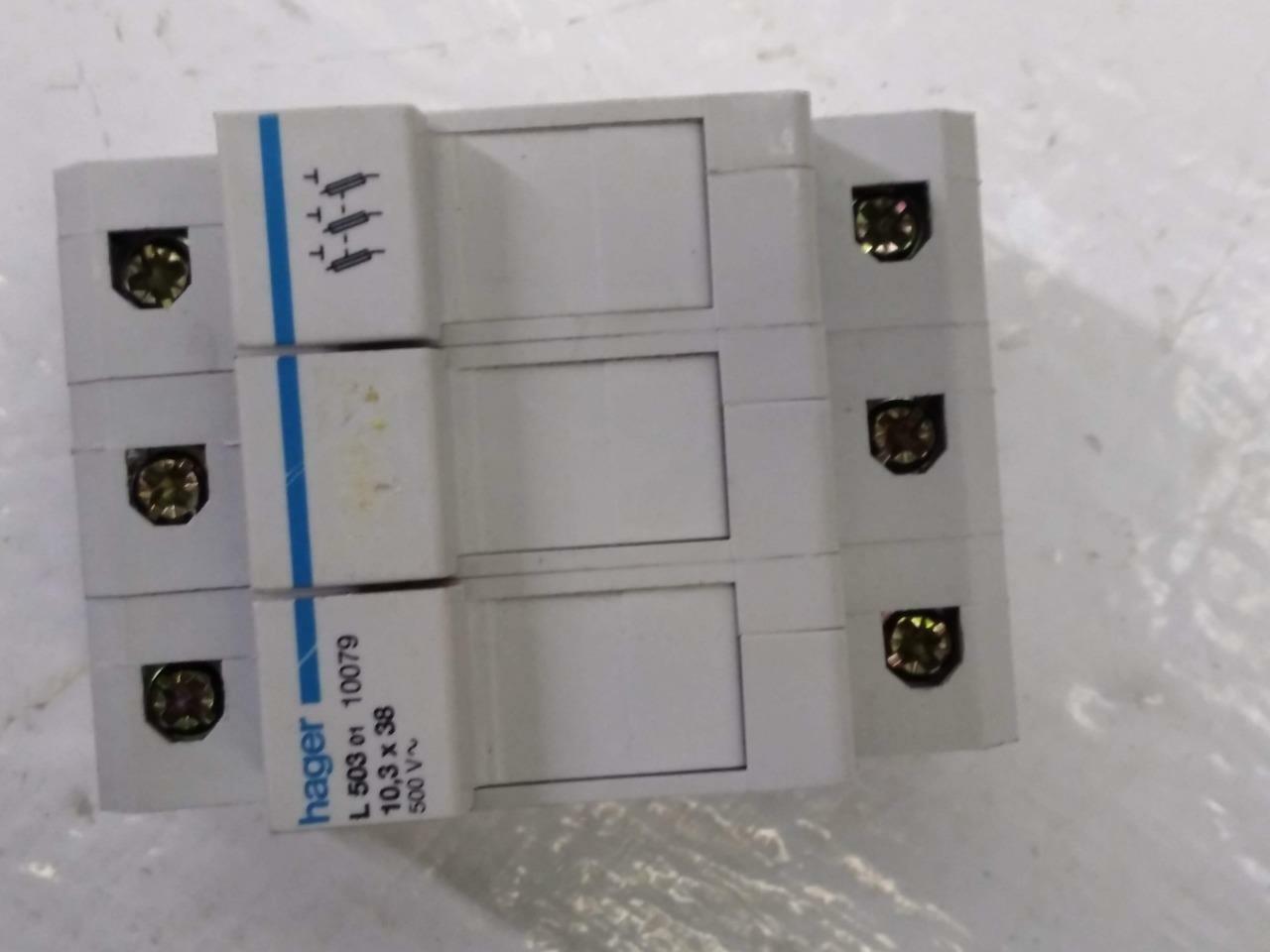 Hager Fuse Holder 3Pole L503-01 10079 10.3x38 500v w/ 32A Fuses | eBay