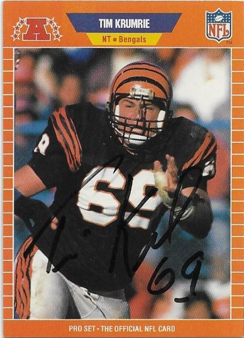 TIM KRUMRIE Autographed Signed 1989 Pro Set Football card #63 ...