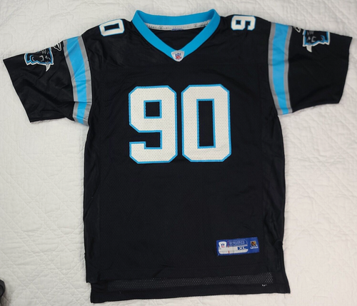 VTG NFL Reebok NC Panthers Black and Blue Jersey Peppers 90 Kids BOYS ...
