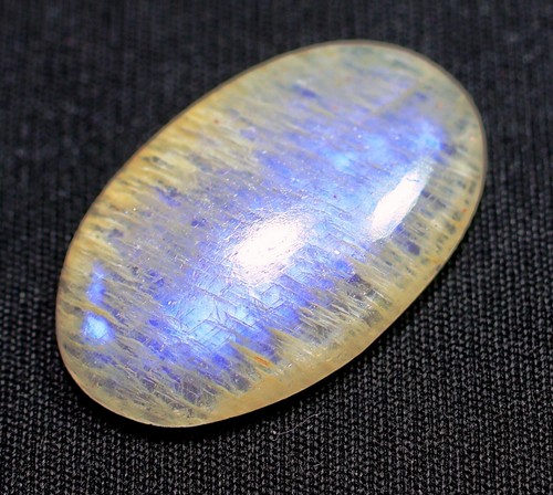 21 Ct 5X17X27 mm Natural Deep blue Silky Moonstone Oval Cabochon Gems ...