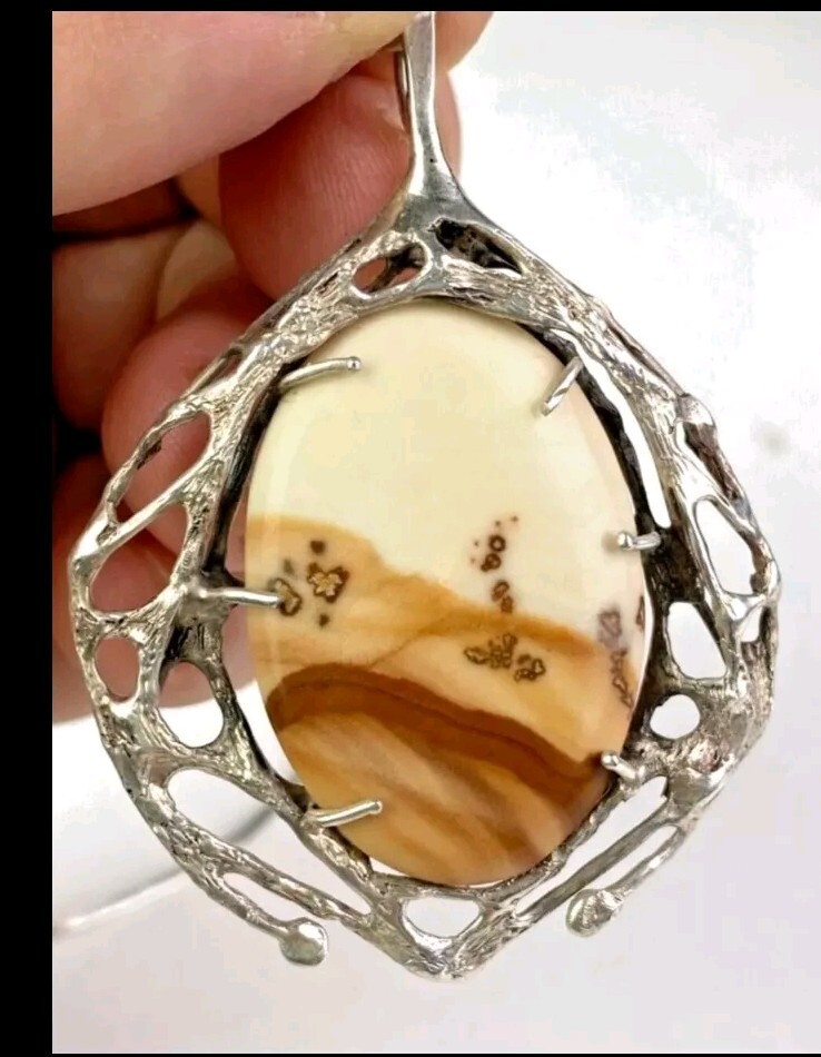Unique handmade Antique sterling silver agate pendant | eBay