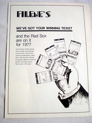 1977 Ad Filene's Boston and Branches Red Sox Tickets for 1977 | eBay