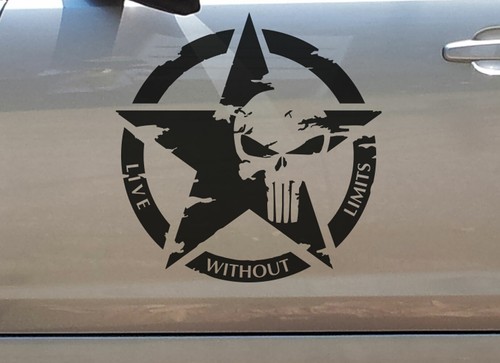 Punisher Army Star Live Without Limits Car Bonnet Military Star Decal ...
