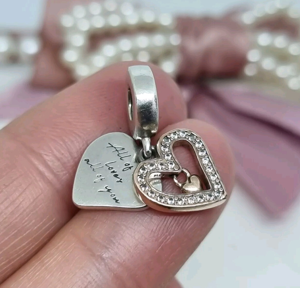 Genuine Pandora Sparkling Freehand Heart Dangle Charm… - Gem