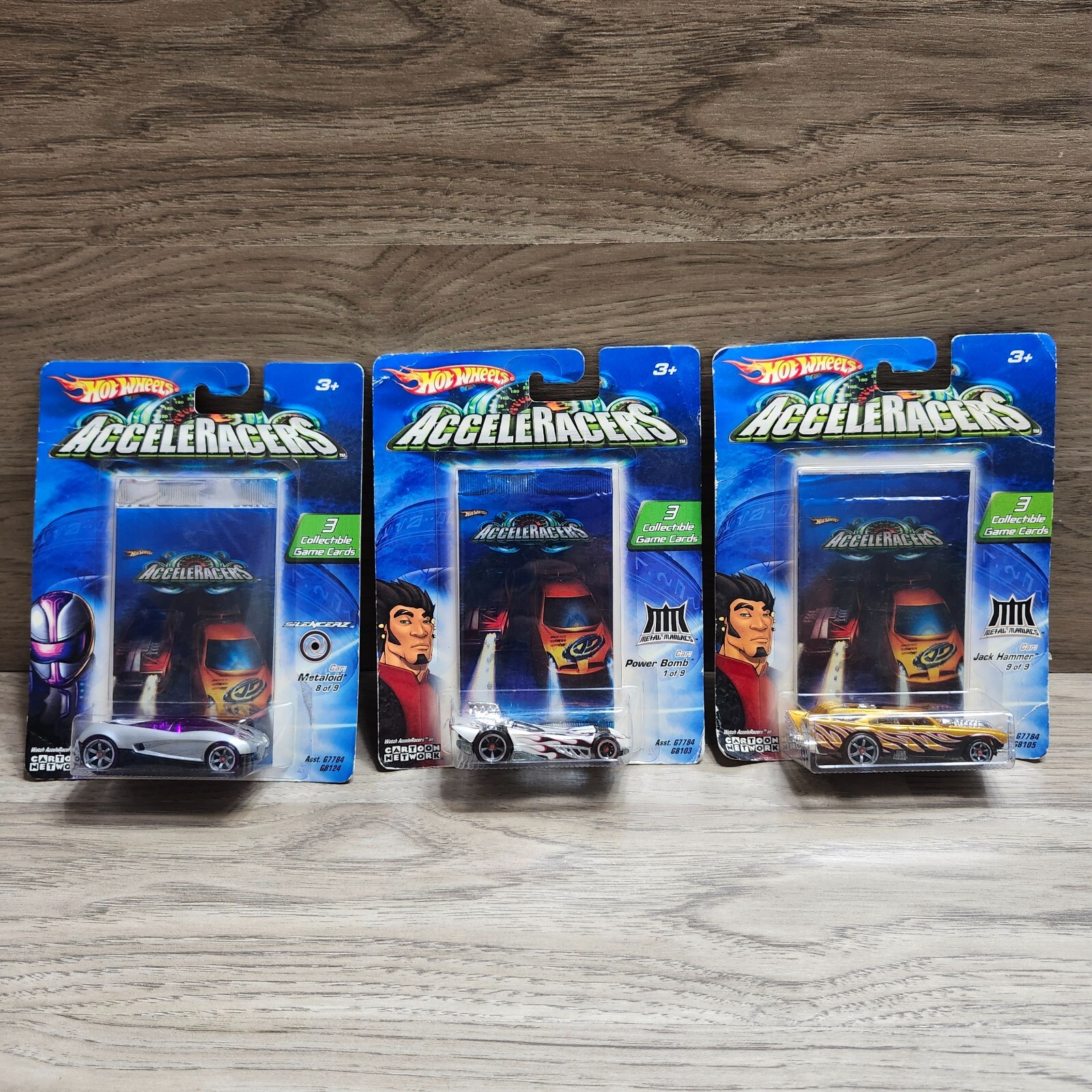 Hot Wheels Acceleracers 2004 Lot of 3 Jack Hammer, Power Bomb, Metaloid