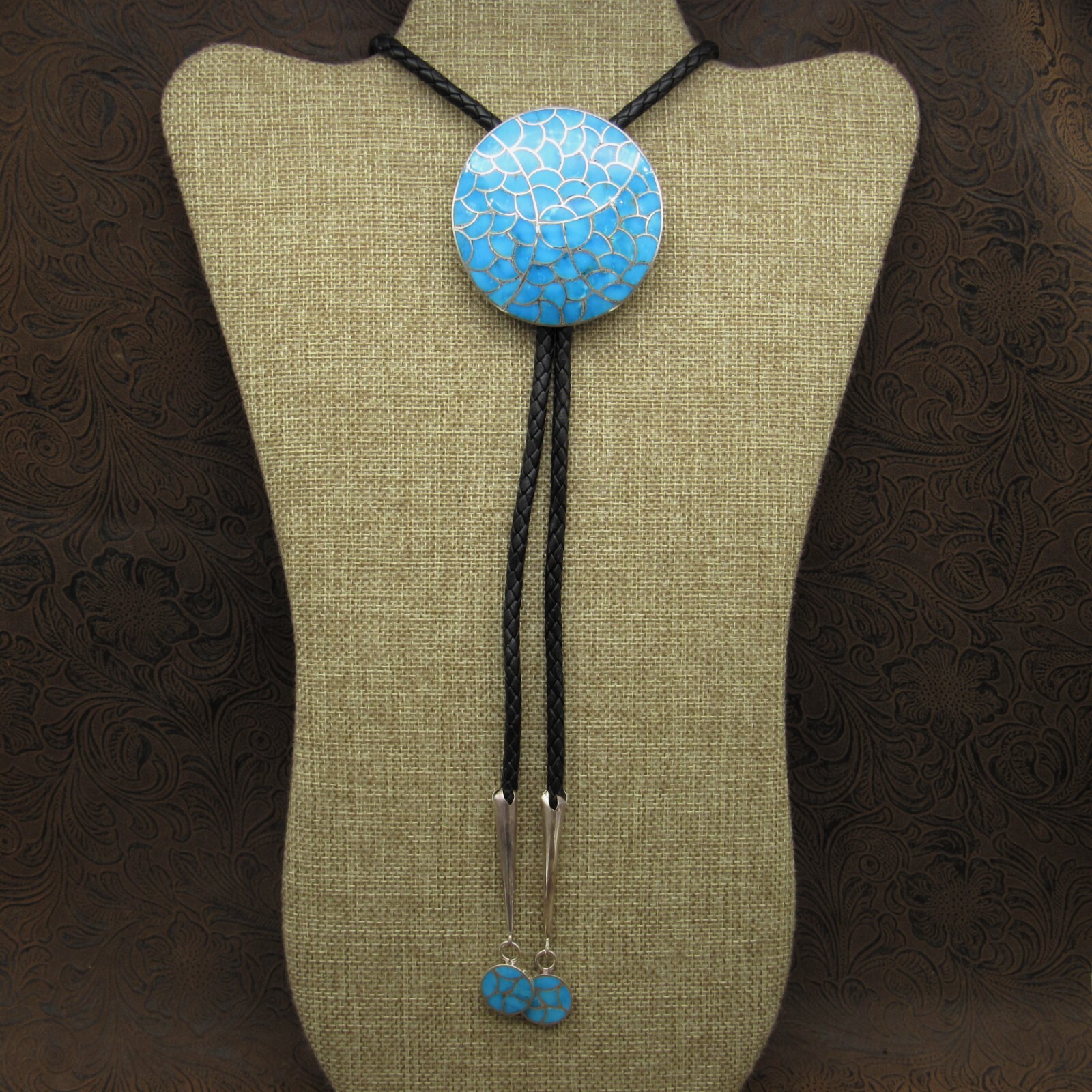 Zuni Sterling Silver Inlay Turquoise Bolo Tie+ | eBay