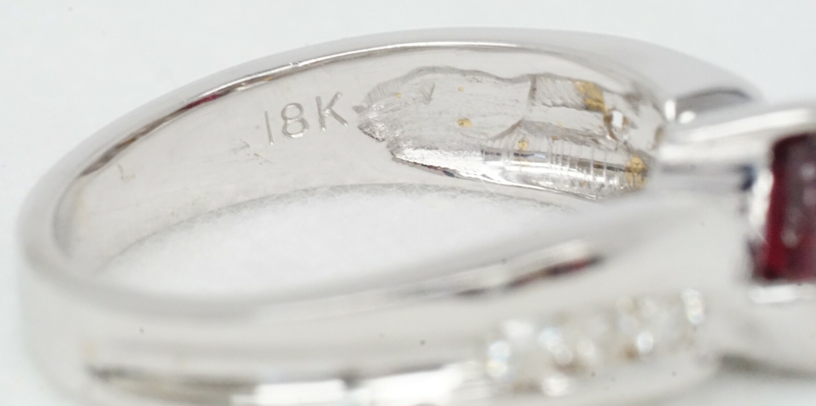 18K White Gold Oxblood Ruby & 1/5 cttw Natural Diamond Ring US Size 5 1 ...