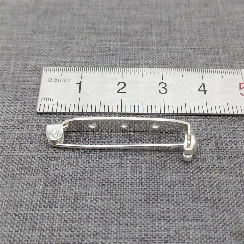 Sterling Silver Plain Brooch Pinback w/ 3 Holes Safety Pin Back Jewelry ...