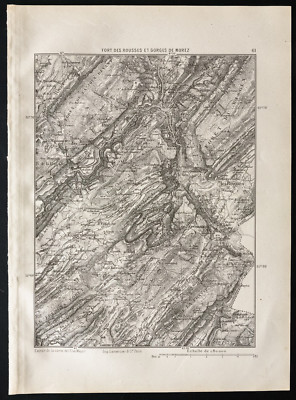 1880 - Antique Map of Fort des Rousses and Morez | eBay UK