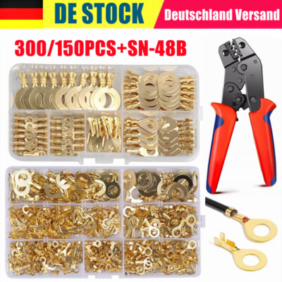 300-tlg Set Ringkabelschuhe Messing Crimp Ringösen Ringzungen Satz M3 ...