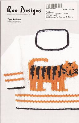 Roo Designs Child's Tiger Pullover KNITTING PATTERN Uses DK Yarn for ...