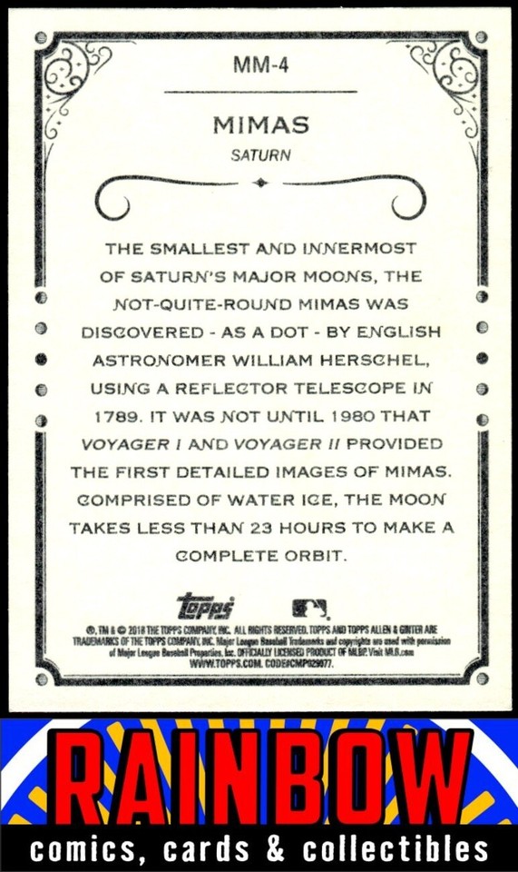 2018 Topps Allen & Ginter #MM-4 Mimas - Saturn Magnificent Moons | eBay