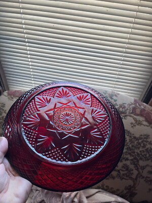 (8 TOTAL) DURAND RUBY RED ANTIQUE GLASS PLATES 8" ROUND EXC. COND PRE ...