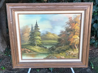 WENDY REEVES Original VINTAGE MID CENTURY MODERN LANDSCAPE Signed Oil ...