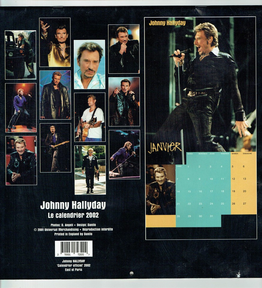 Calendar Posters Johnny Hallyday 2002 Daniel Angeli Large Format 30 x ...