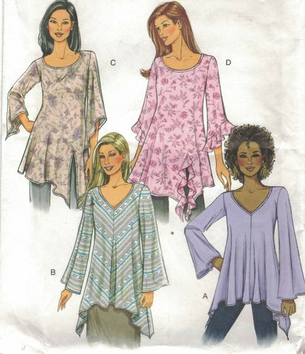 4286 Butterick Misses/Miss Petite Tops 4 Styles Sewing Pattern Size Xsm ...