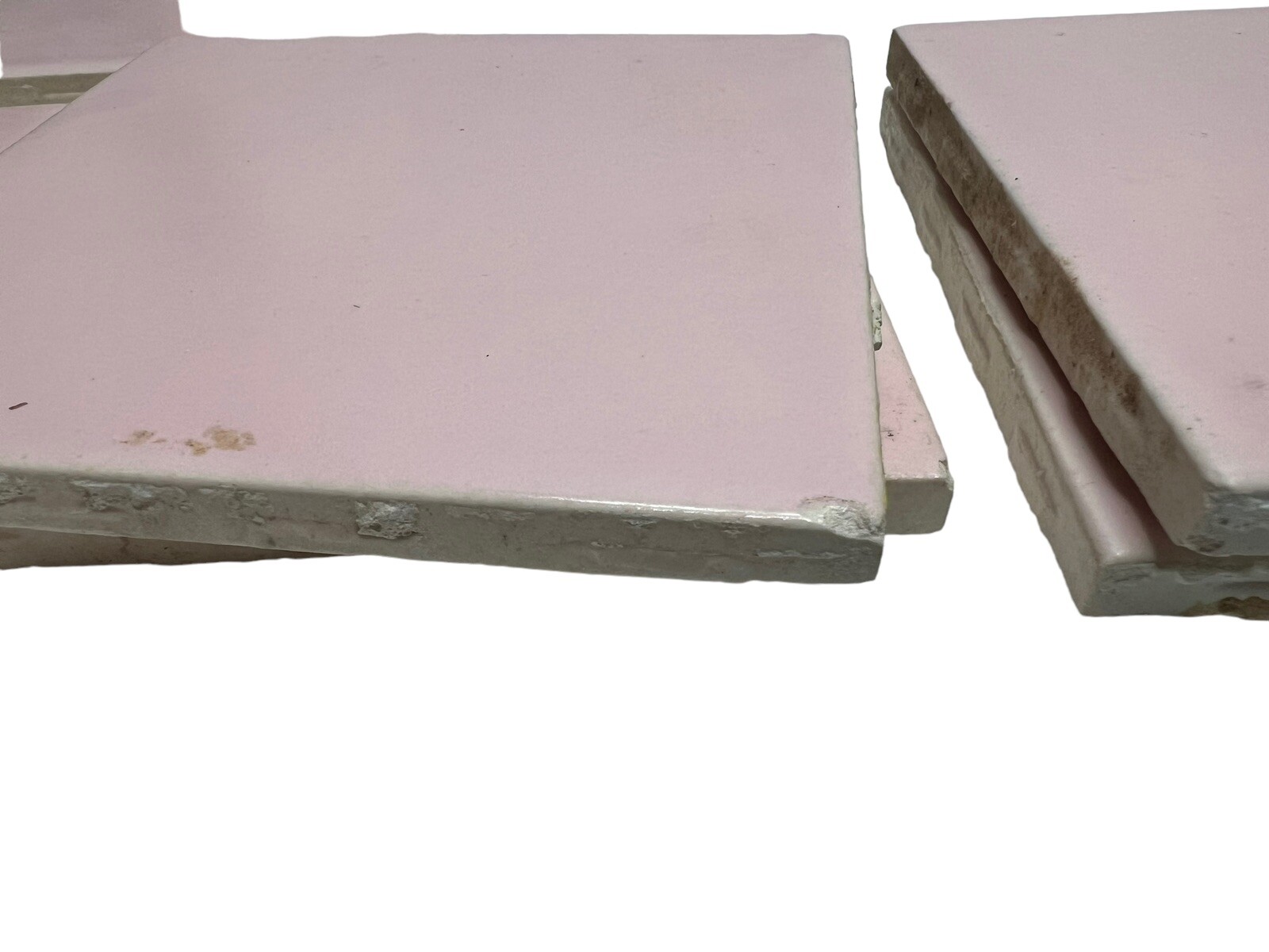 10 Vtg Pink Ceramic Tile 4 1/4