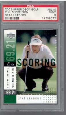 Phil Mickelson 2002 Upper Deck Stat Leaders #SL10 Rookie RC PSA 9 Mint ...