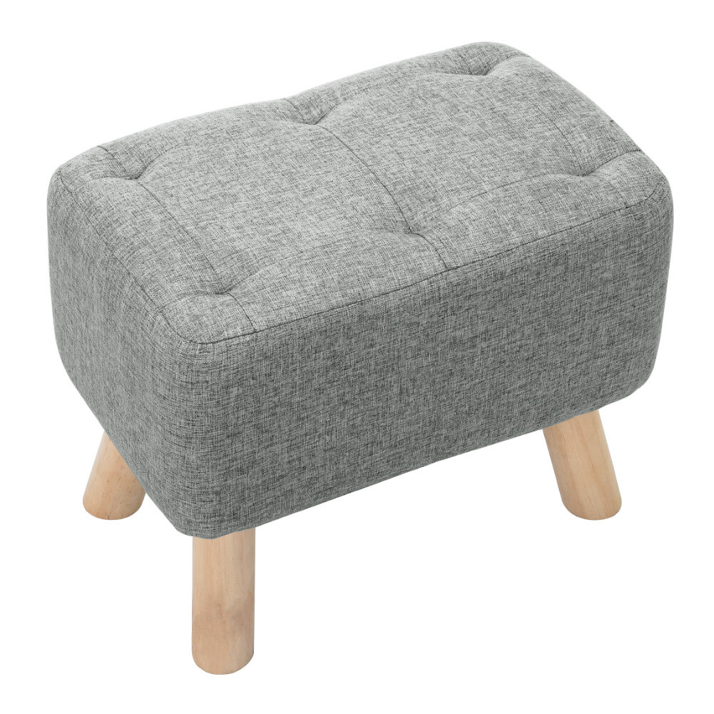 Small Wooden Footstool Footrest Pouffe Foot Stool Padded Ottoman Seat ...