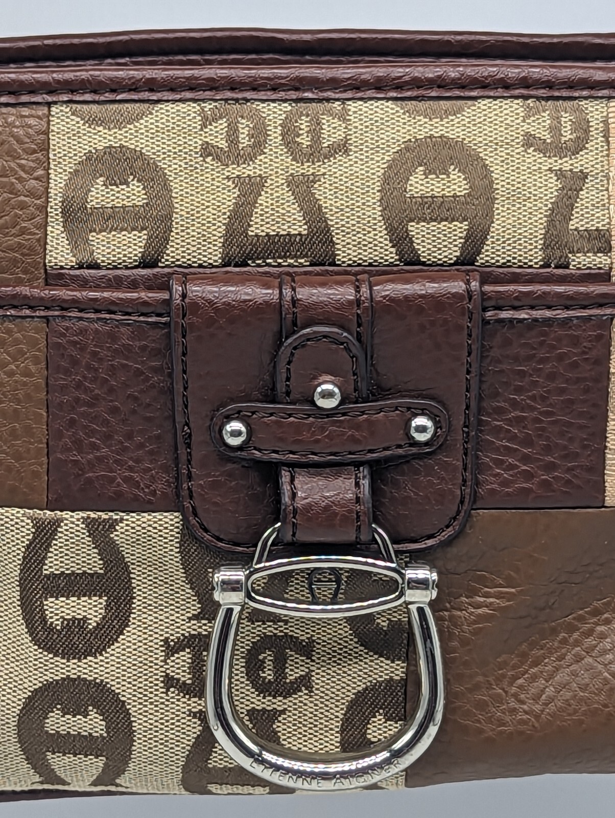 Vtg Etienne Aigner Patchwork Signature Logo Shoulder Bag Purse Brown ...