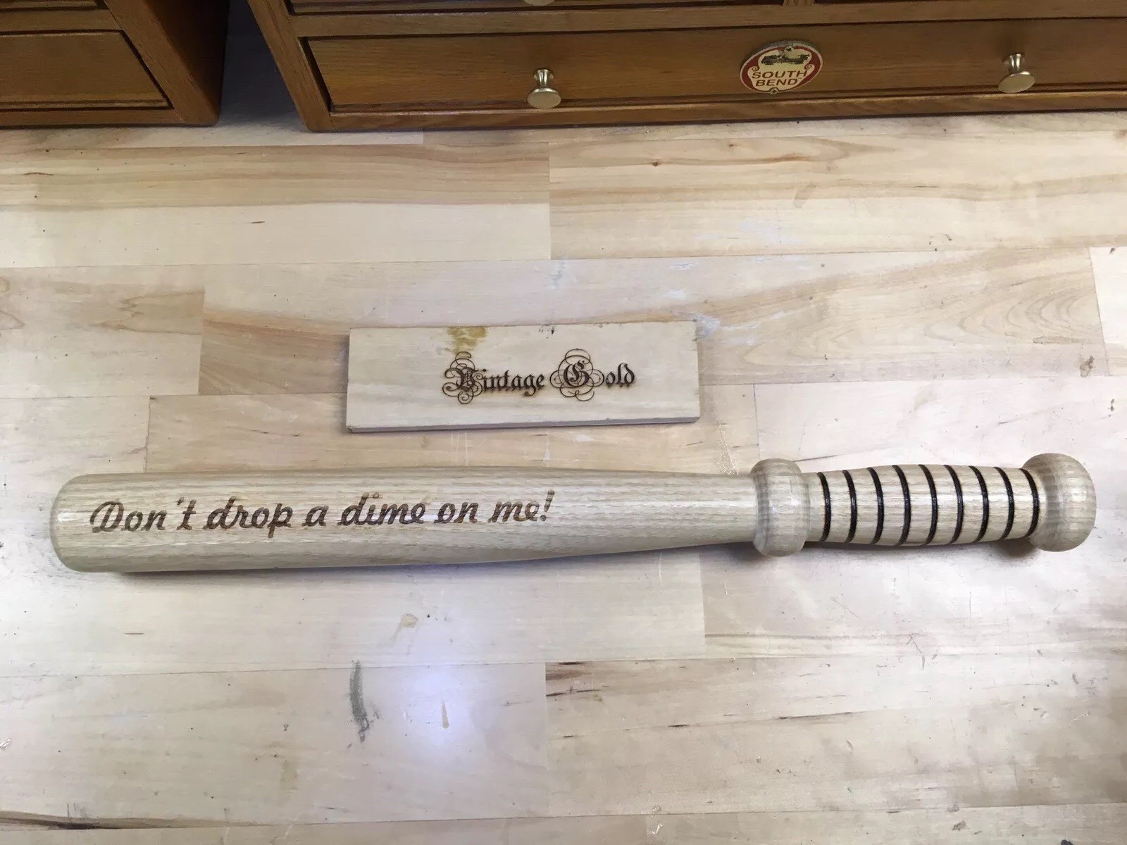 Vintage Gold Blacksmith Biker Demolition Fish Tire Thumper Baseball bat ...