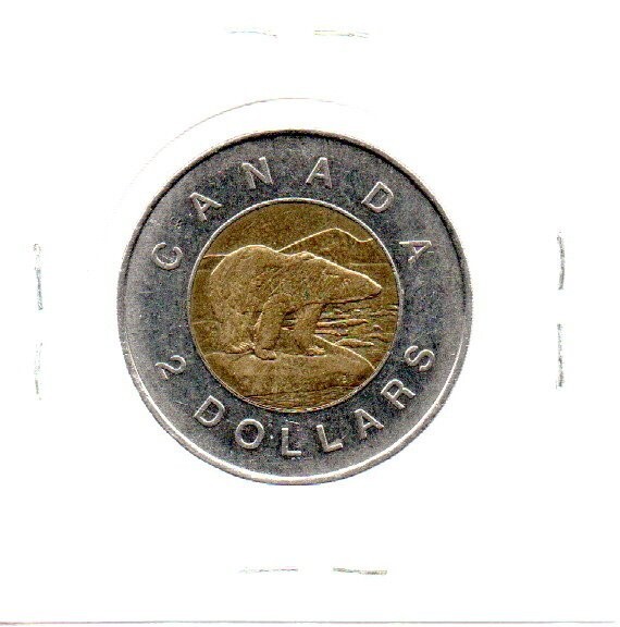 Canada 2 Dollar Coin 2005 Toonie Circulated Polar Bear Bi-metallic as ...