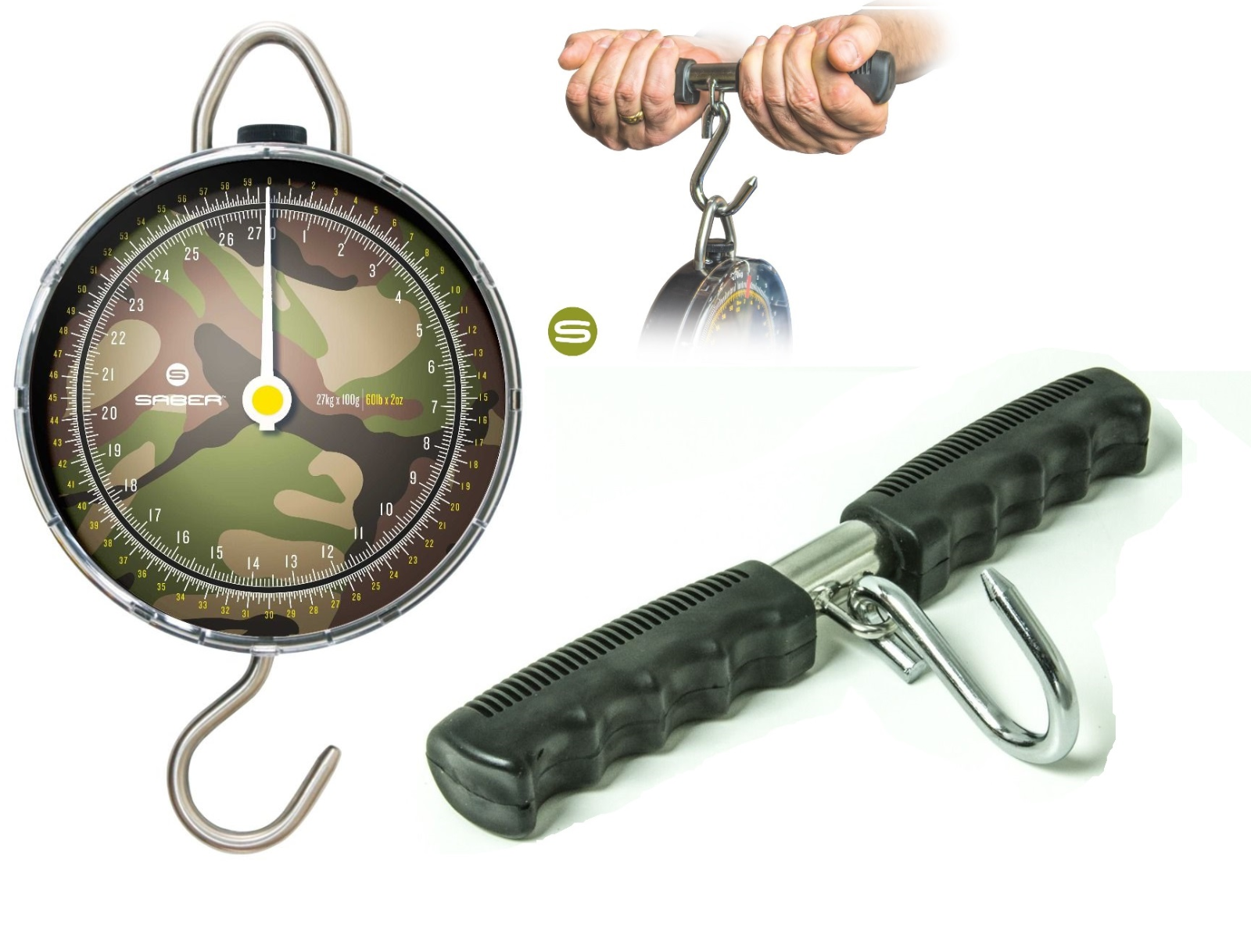 Saber Fishing Scales Camo Dial DPM Portable + Weigh Bar Travel Carp Sea ...