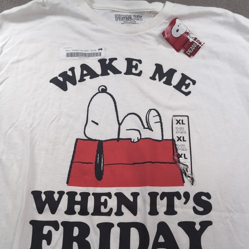 Peanuts Adult New T-Shirt Wake Me Up When It's Friday Snoopy on House ...