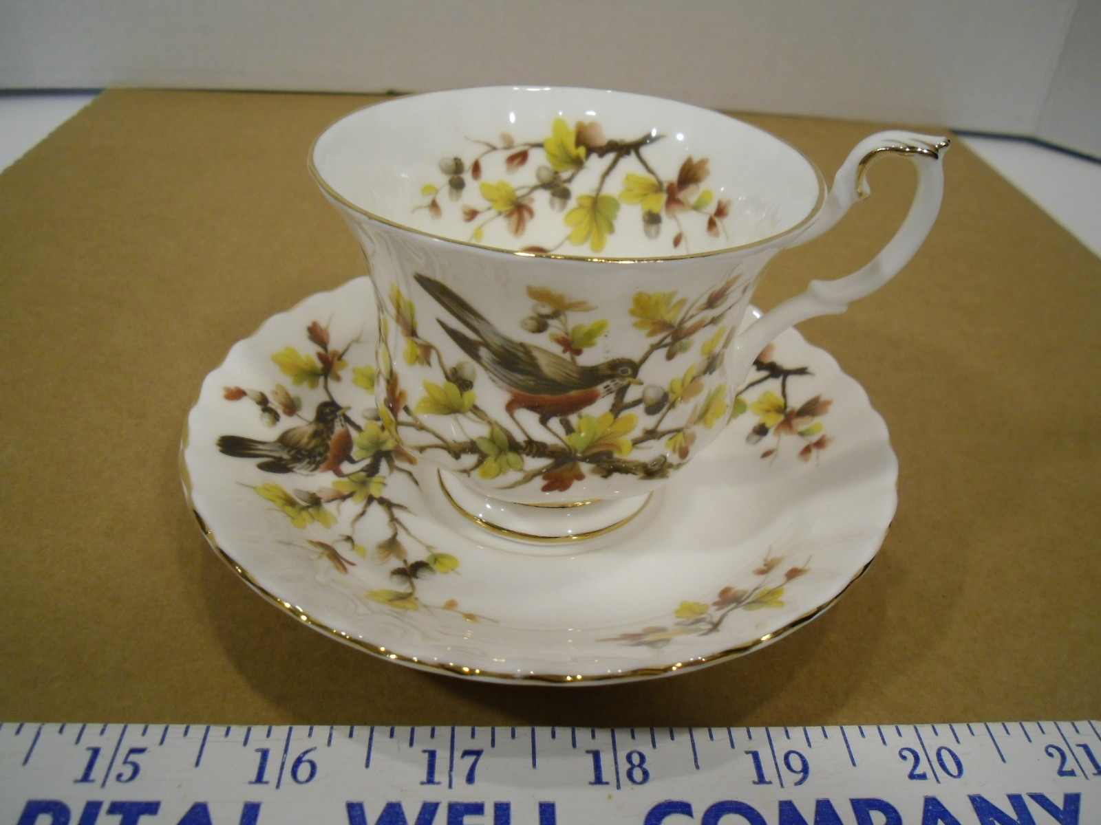Royal Albert English Bone China Woodland Series Robin Tea Cup & Saucer ...